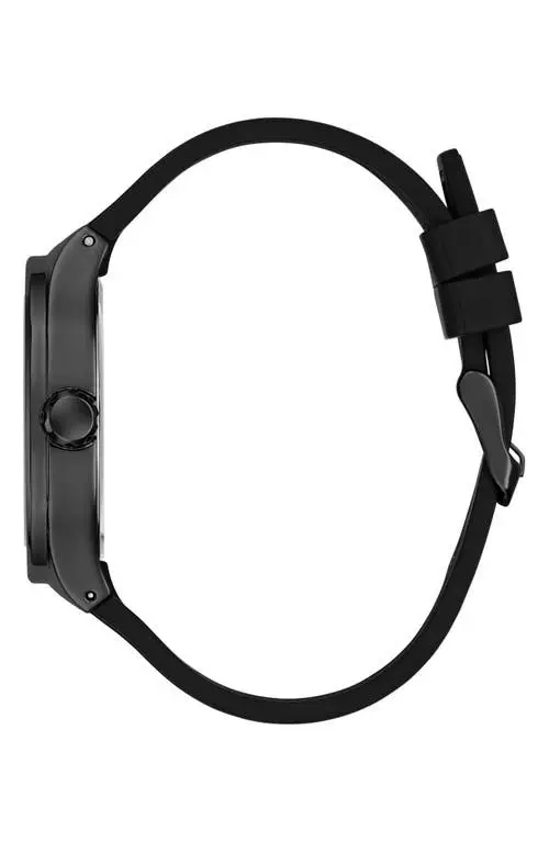 Guess Headline Silicone Strap Watch - Black