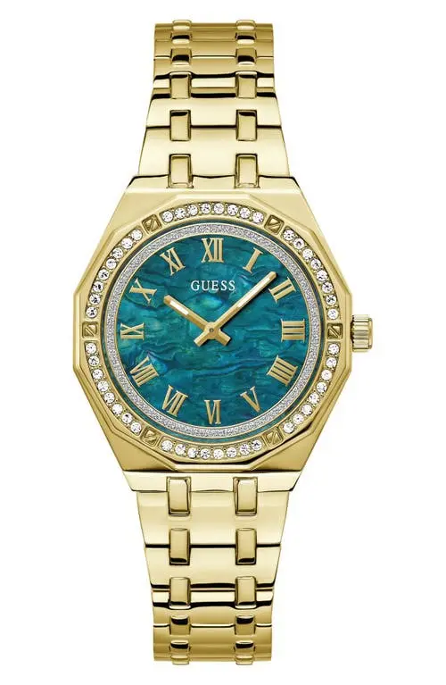 Guess Desire Crystal & Mother-of-pearl Bracelet Watch - Gold