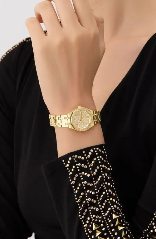 Guess Pixie Crystal Dial Bracelet Watch - Gold Tone