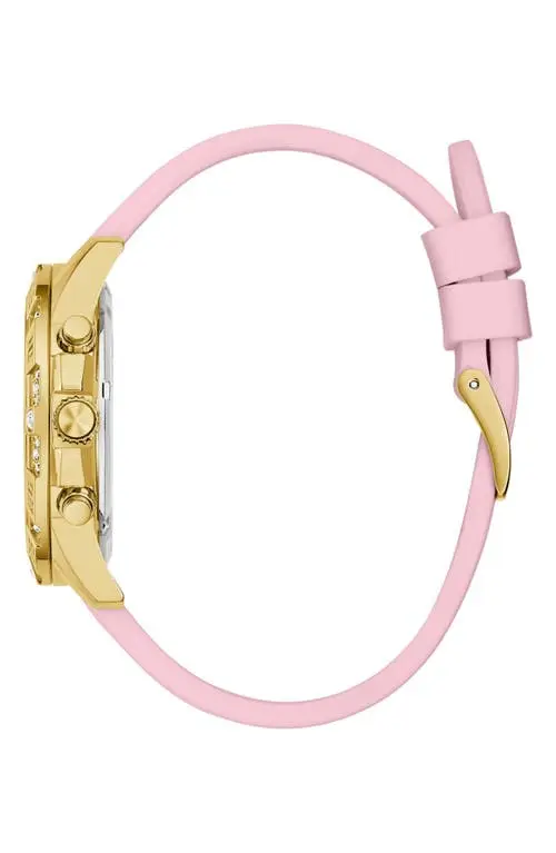 Guess Multifunction Crystal Silicone Strap Watch