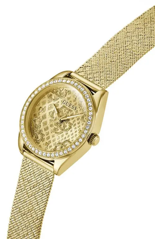 Guess Boa Crystal Bezel Tone Mesh Strap Watch
