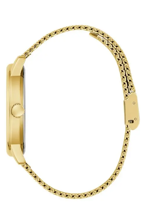 Guess Chandler Gold Tone Stainless Steel Mesh Strap Watch With Cubic Zirconia Accent