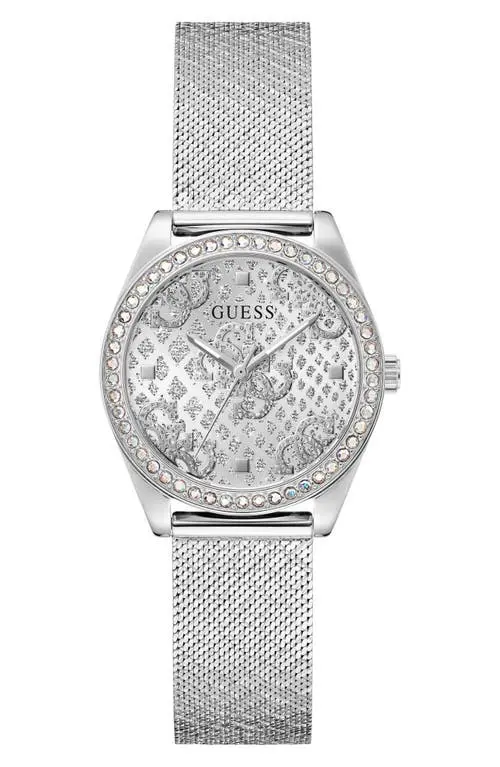 Guess Boa Crystal Bezel Tone Mesh Strap Watch