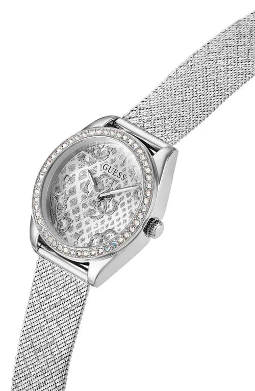 Guess Boa Crystal Bezel Tone Mesh Strap Watch
