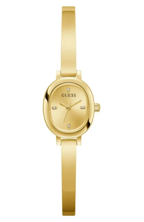 Guess Oblong Crystal Marker Watch - Gold Tone