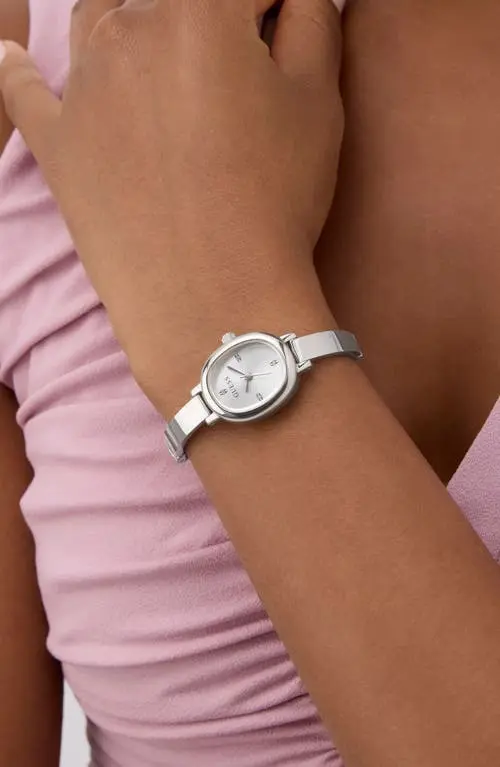 Guess Oblong Crystal Marker Watch - Silver Tone
