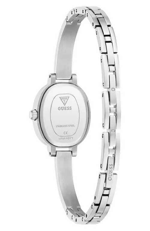 Guess Oblong Crystal Marker Watch - Silver Tone