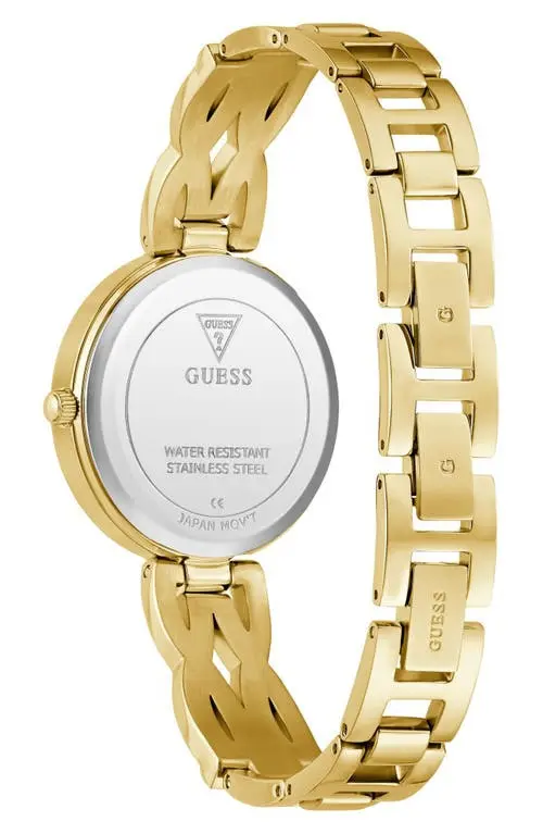 Guess Coral Glitter & Crystal Tone Bracelet Watch