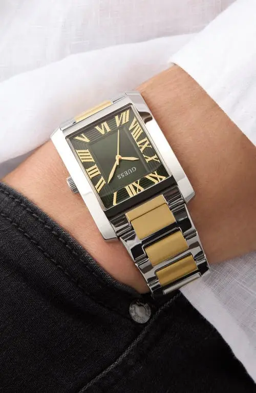 Guess Clyde Two-tone Bracelet Tank Watch