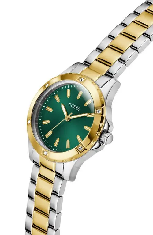 Guess Crystal Bezel Bracelet Watch - Green
