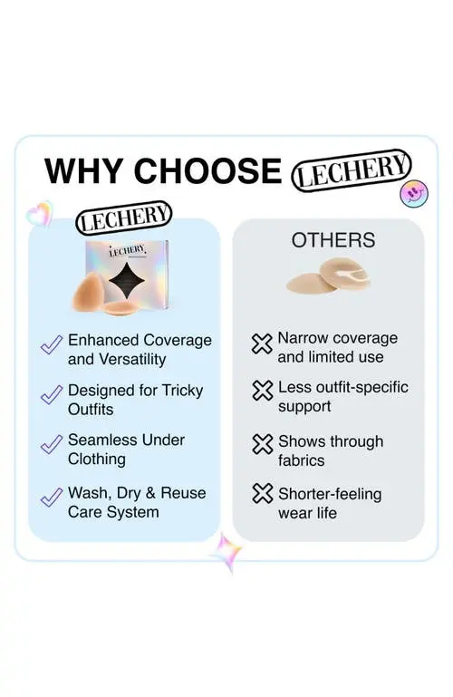 LECHERY® Skingrip Triangle Reusable Silicone Breast Petals Nipple Covers - Almond