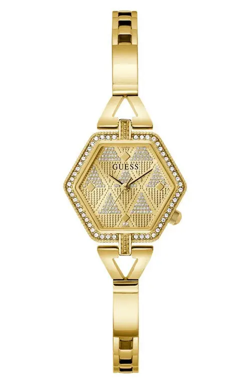 Guess Audrey Pavé Crystal Hexagonal Tone Bracelet Watch