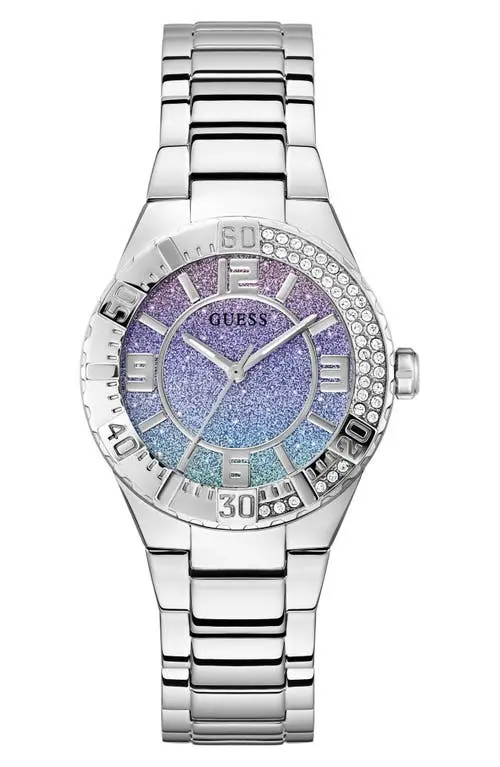 Guess Sangria Ombré Crystal Bracelet Watch - Silver