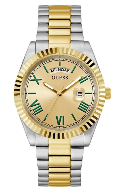 Guess Connoisseur Day/date Two-tone Bracelet Watch
