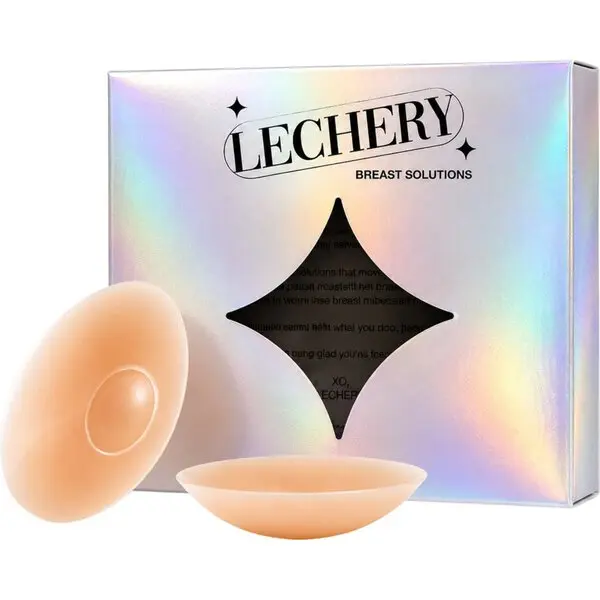 LECHERY® Edgestick Circle Adhesive-free Center Reusable Silicone Nipple Covers - Almond