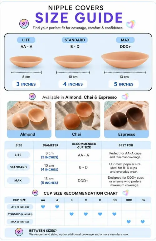 LECHERY® Skingrip Circle Reusable Silicone Breast Petals Nipple Covers - Almond