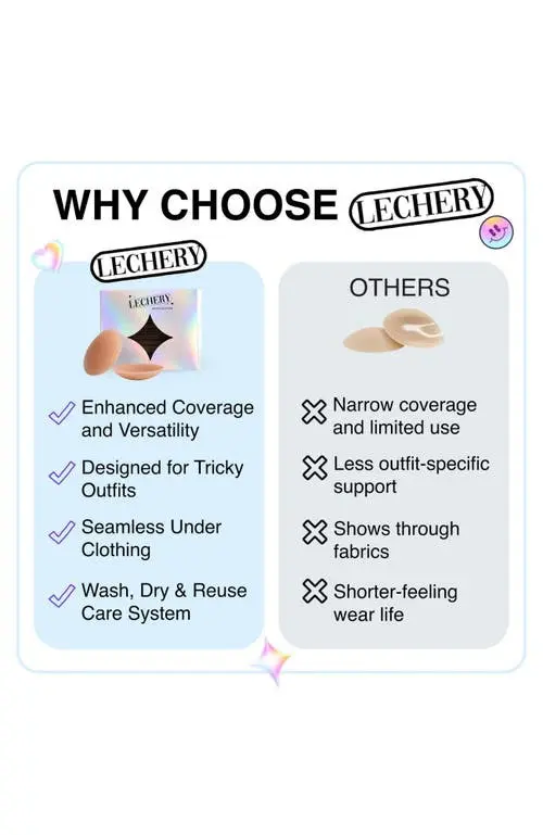 LECHERY® Skingrip Circle Reusable Silicone Breast Petals Nipple Covers - Almond