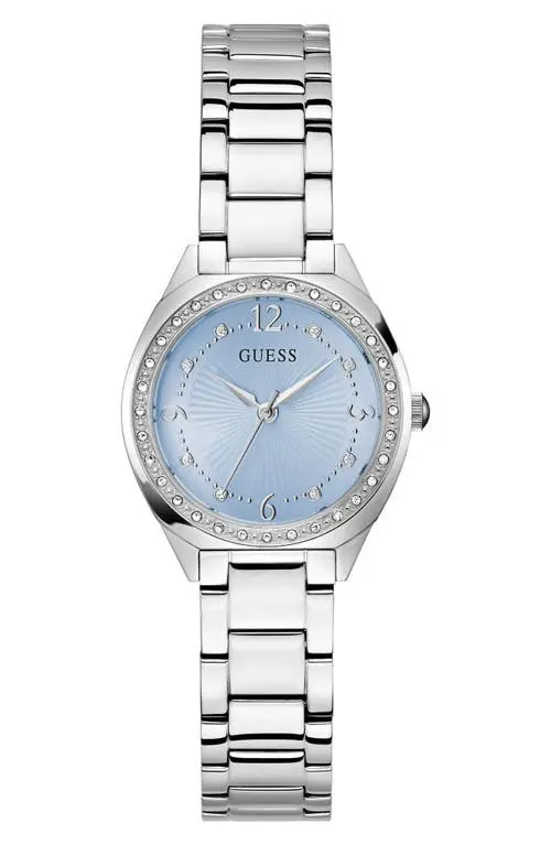 Guess Crystal Bezel & Markers Bracelet Watch - Ice Blue
