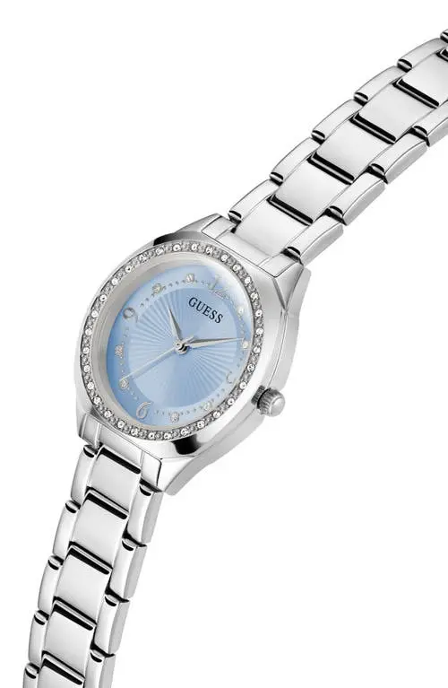 Guess Crystal Bezel & Markers Bracelet Watch - Ice Blue