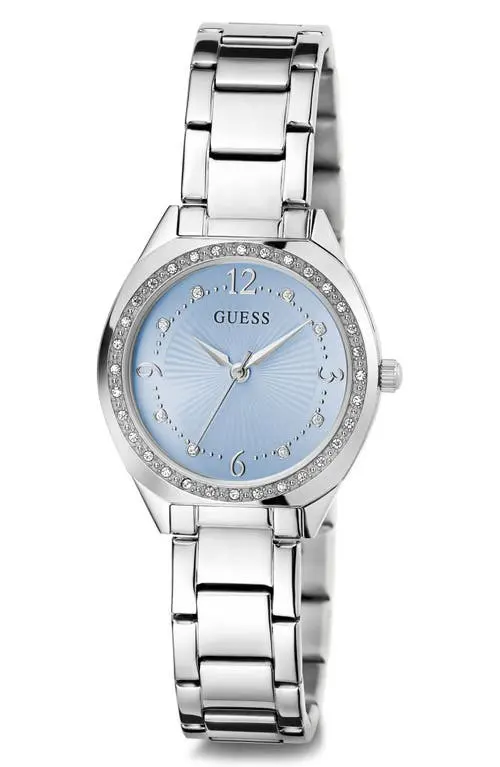 Guess Crystal Bezel & Markers Bracelet Watch - Ice Blue