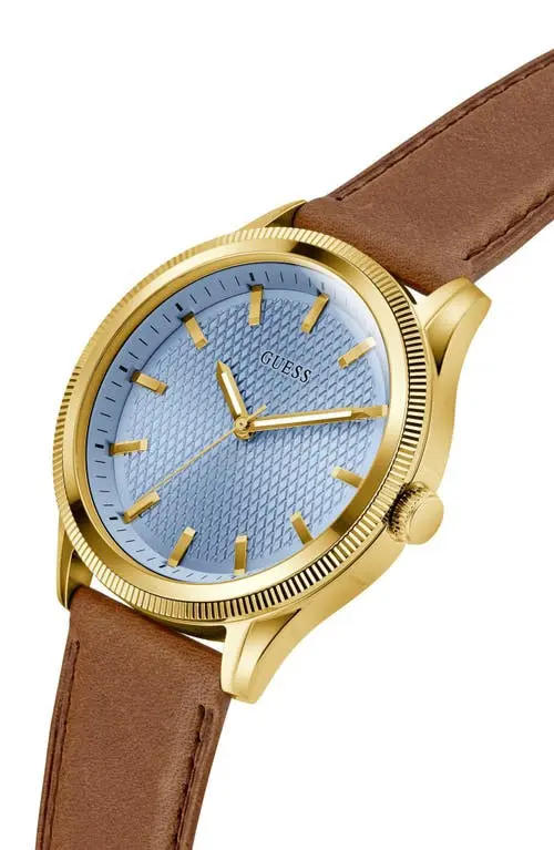 Guess Suit & Time Collection Ice Blue Leather Strap Watch