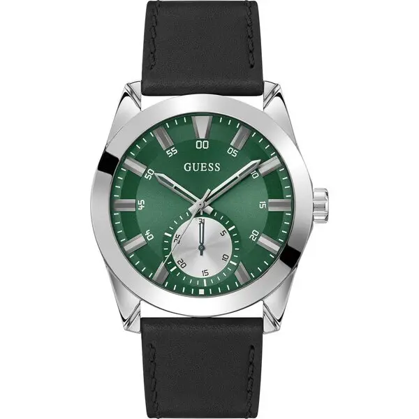 Guess Grayson Leather Strap Watch