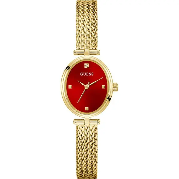 Guess Ruby Oval Mesh Strap Watch - Gold Tone