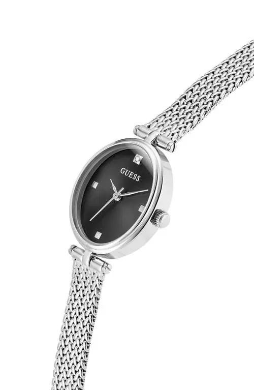 Guess Ruby Oval Mesh Strap Watch - Silver Tone