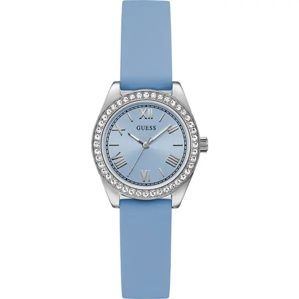 Guess Mini Luna Silicone Strap Watch - Ice Blue