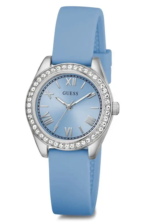 Guess Mini Luna Silicone Strap Watch - Ice Blue