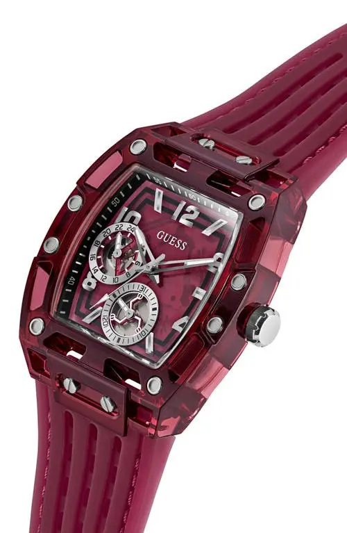 Guess Phoenix Translucent Tonneau Multifunction Silicone Strap Watch