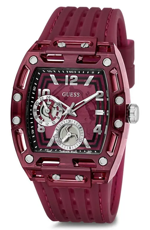 Guess Phoenix Translucent Tonneau Multifunction Silicone Strap Watch