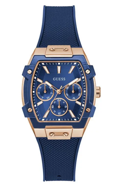 Guess Multifunction Silicone Strap Watch - Blue