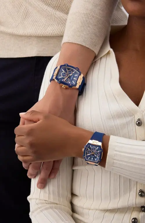 Guess Multifunction Silicone Strap Watch - Blue