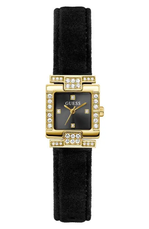 Guess Taylor Square Leather Strap Watch - Black