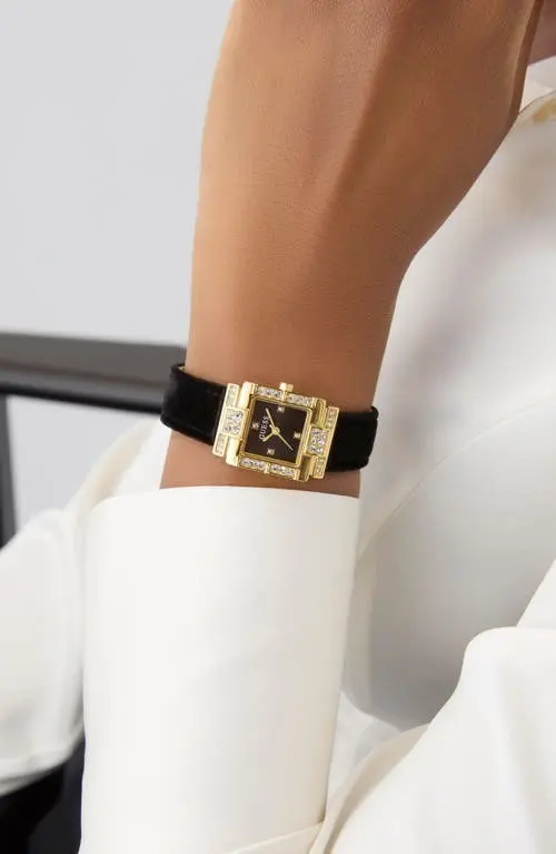 Guess Taylor Square Leather Strap Watch