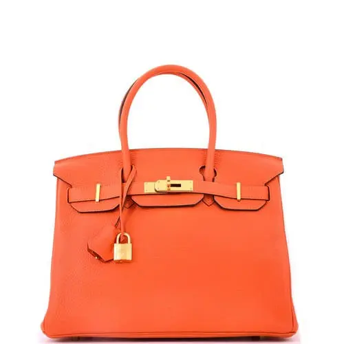 Hermès Birkin Handbag Clemence With Gold Hardware 30 - Orange