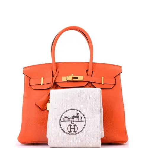 Hermès Birkin Handbag Clemence With Gold Hardware 30 - Orange