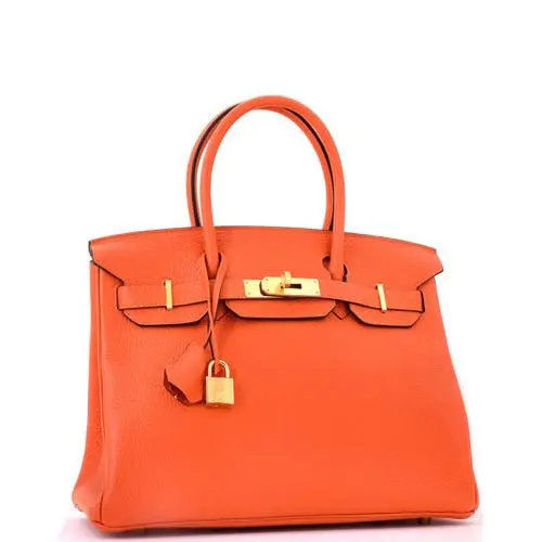 Hermès Birkin Handbag Clemence With Gold Hardware 30 - Orange