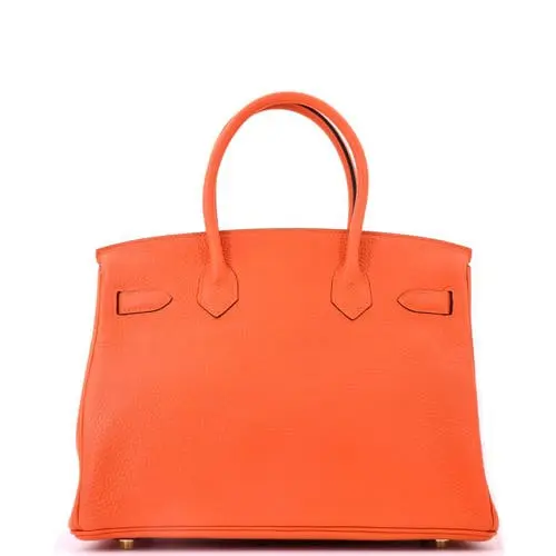 Hermès Birkin Handbag Clemence With Gold Hardware 30 - Orange