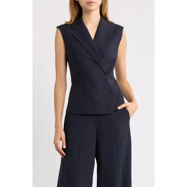 Theory Hourglass Stretch Wool Vest - Deep Navy - G8e