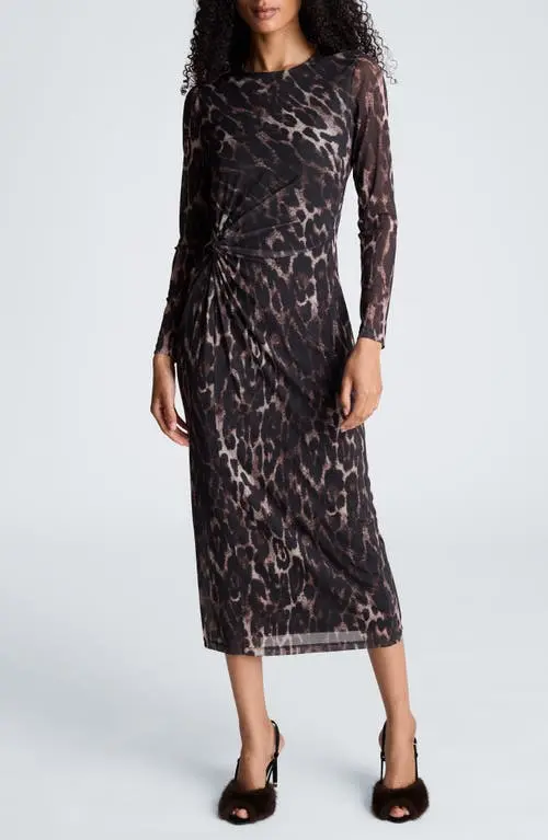 KENNETH COLE Knot Front Mesh Midi Dress