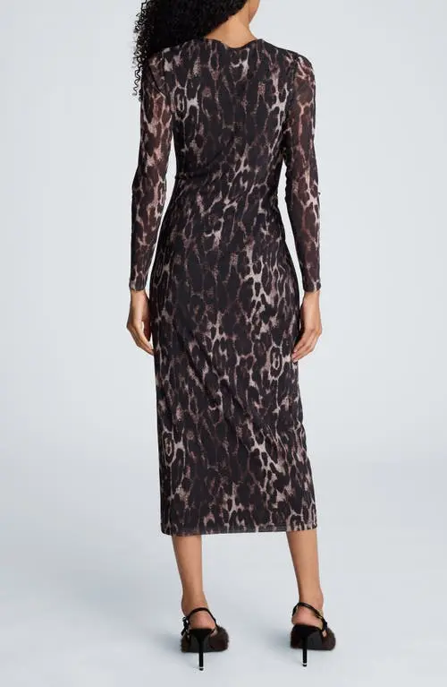 KENNETH COLE Knot Front Mesh Midi Dress