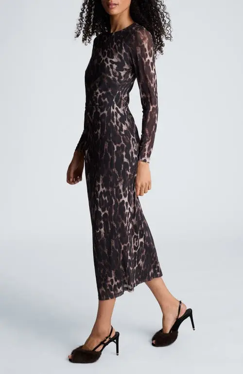 KENNETH COLE Knot Front Mesh Midi Dress