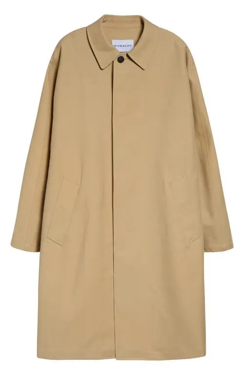 Givenchy Cotton Double Face Car Coat With Leather Trim - Beige