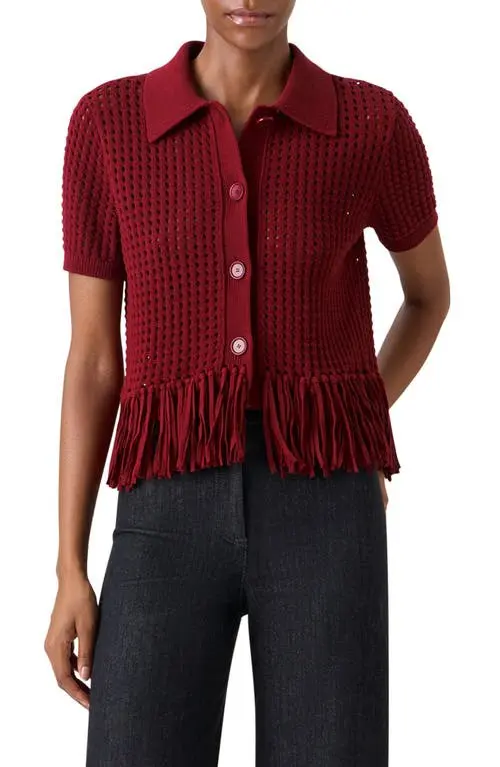 Akris Chunky Fringe Cotton Mesh Sweater
