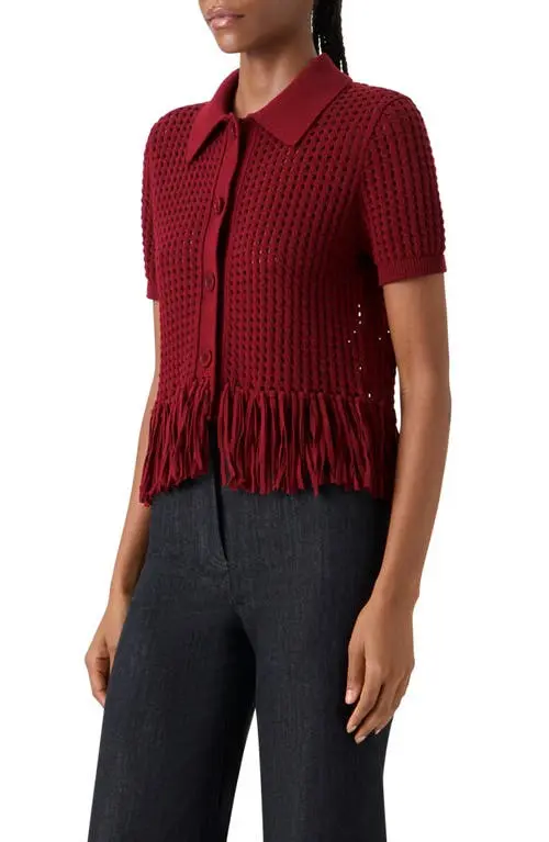 Akris Chunky Fringe Cotton Mesh Sweater