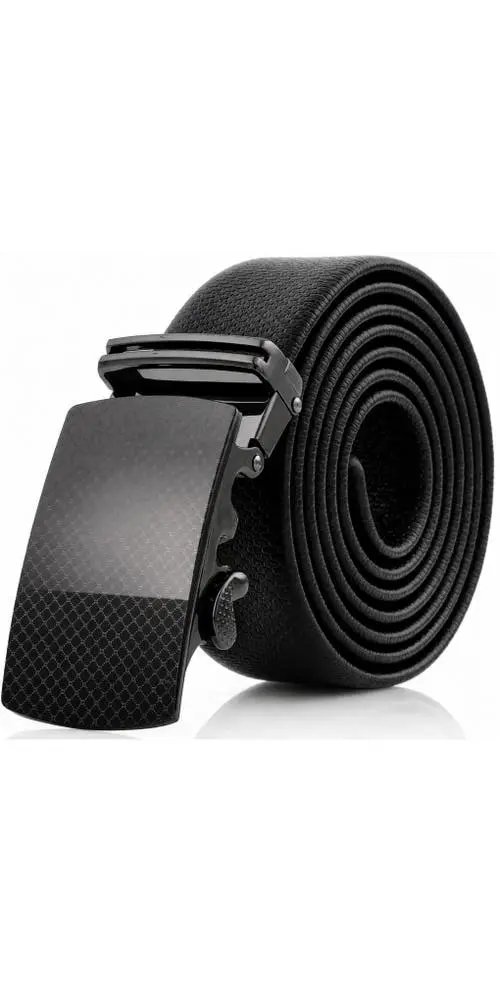 MIO MARINO Soft-flex Genuine Leather Ratchet Belt With Brushed Metal Automatic Buckle - Obsidian