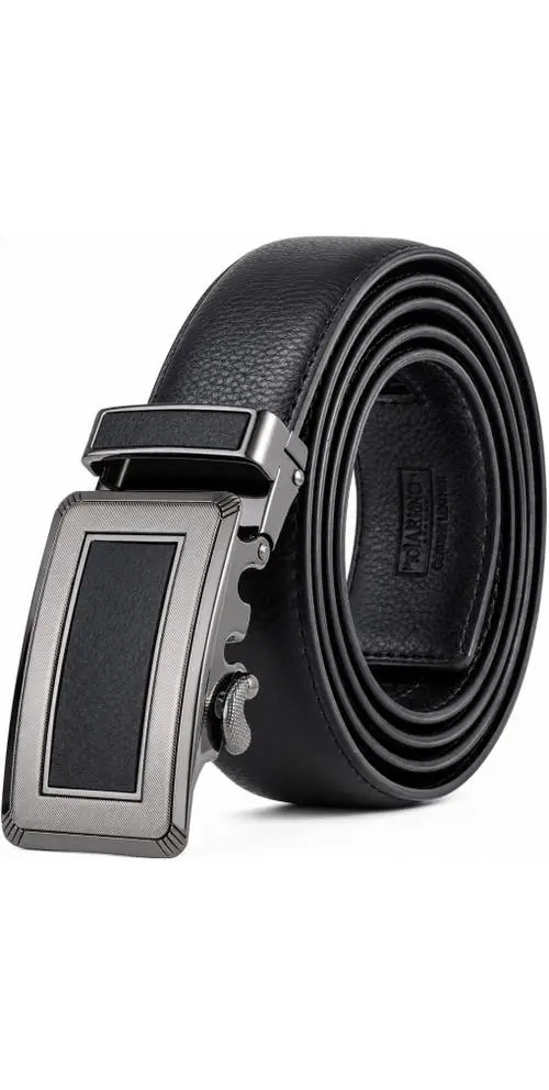 MIO MARINO Soft-flex Genuine Leather Ratchet Belt With Brushed Metal Automatic Buckle - Regent