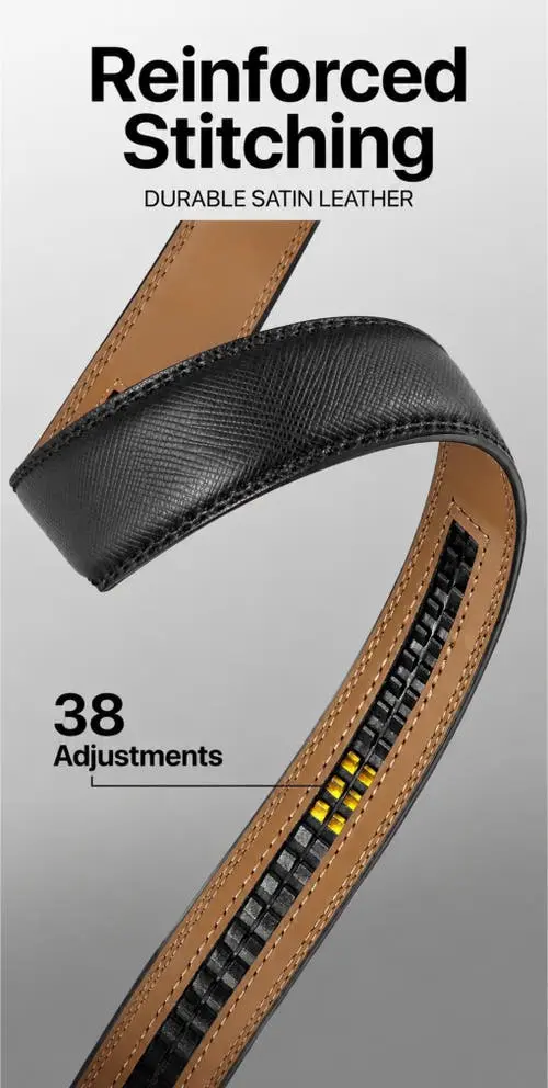 MIO MARINO Soft-flex Genuine Leather Ratchet Belt With Brushed Metal Automatic Buckle - Summit